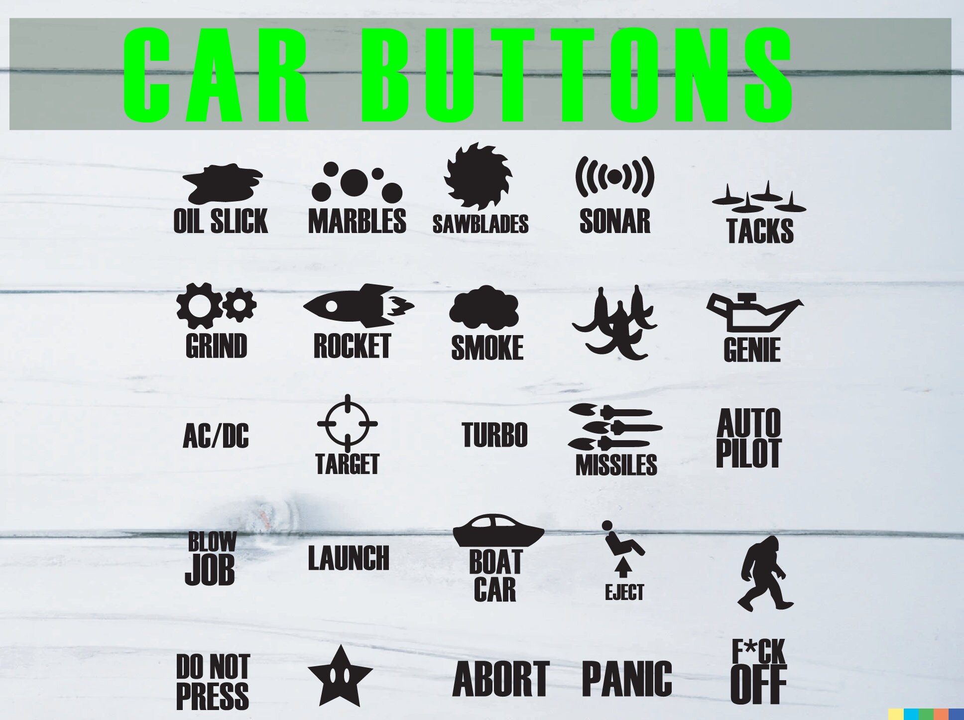 Funny Car Button Sticker - Etsy