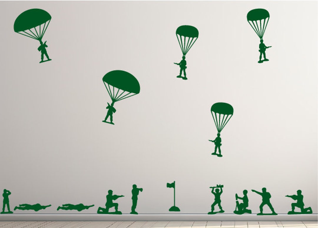 Army Men Bucket of Soldiers Paratroopers Toy Soldiers Parachute Wall ...