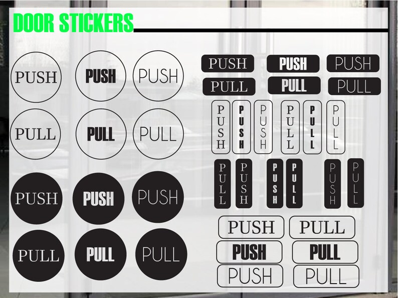 PUSH PULL Stickers for Door - Etsy