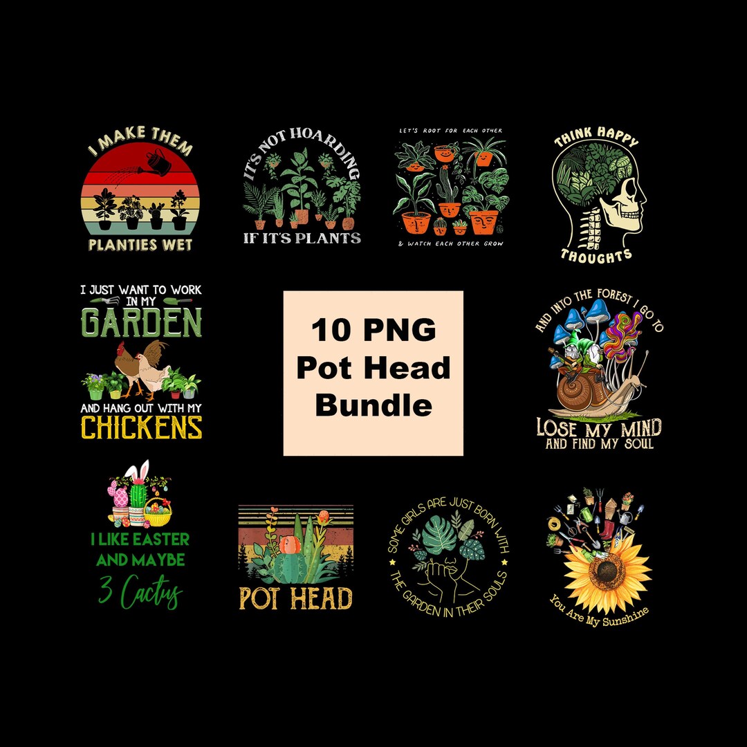 10 PNG Pot Head Bundle Pot Head Succulent Cactus Gardening - Etsy