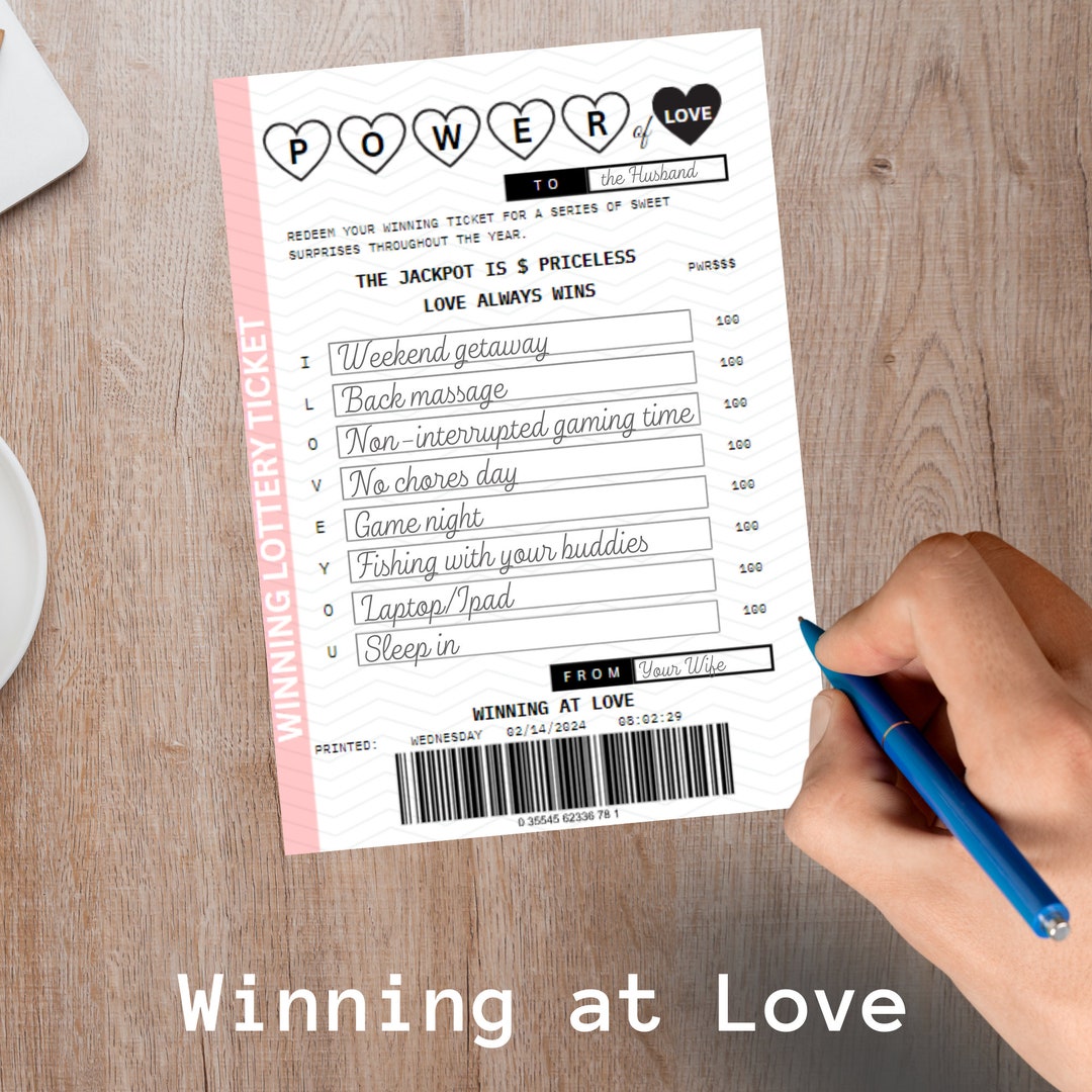 Lottery Ticket Love Coupon Voucher Printable Winning at Love Couples ...