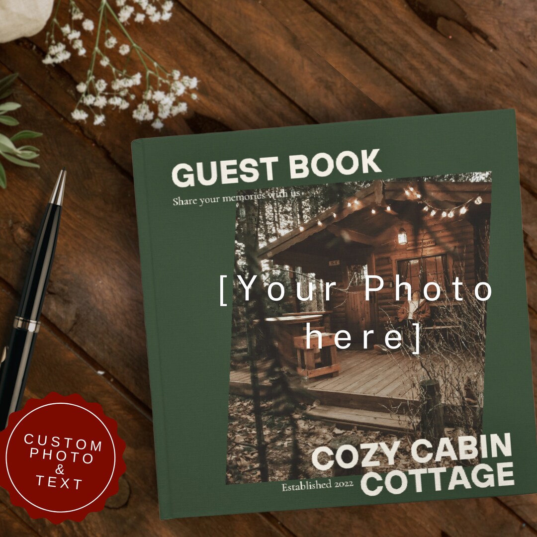 Cabin Guestbook Personalized Photo Custom Airbnb Guest Signing Book for ...