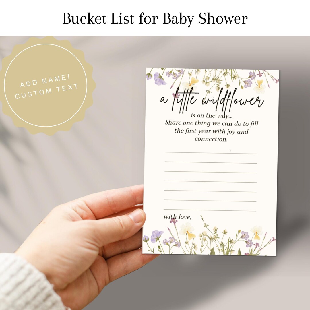 Wildflower Baby Shower Bucket List Printable Template | Baby Shower ...