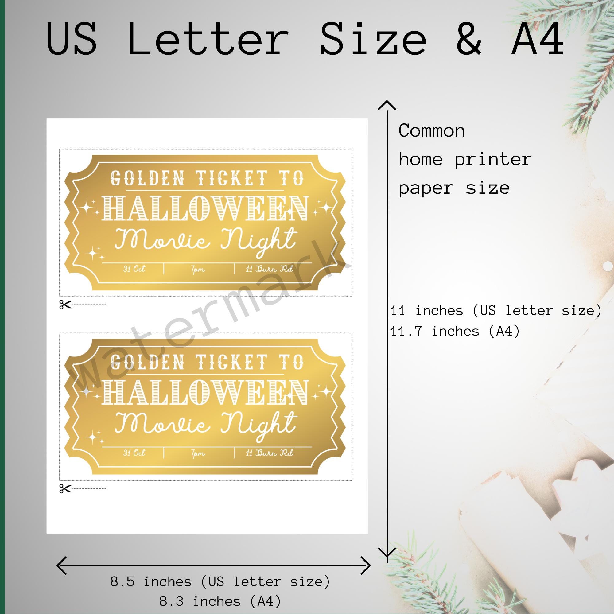 Golden Ticket Halloween Party Invitation Printable Horror Night Invite ...
