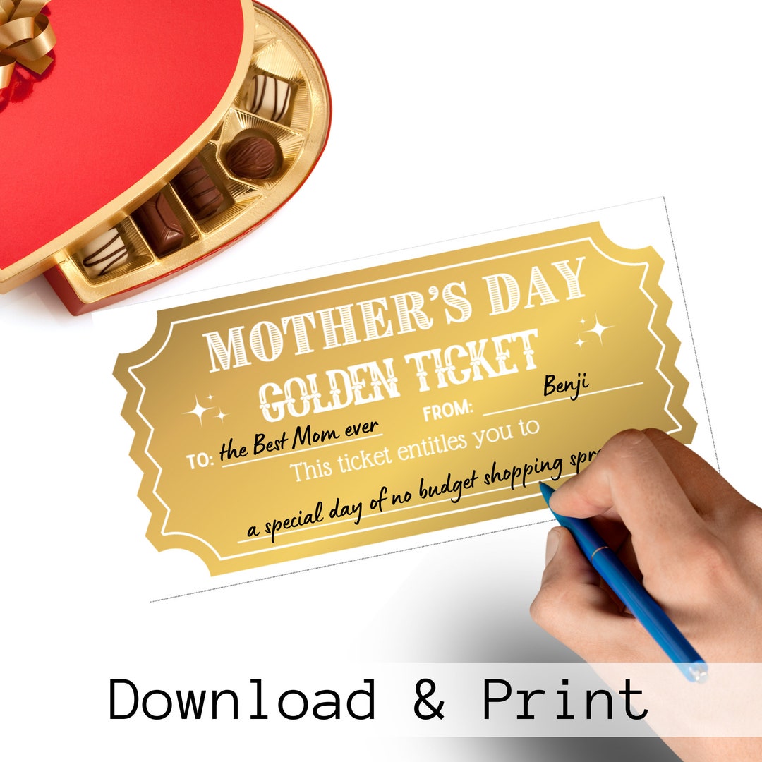 Mothers Day Coupon Booklet Kids DIY Activity Sheet Printable DIY Golden ...