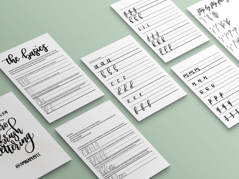 Brush Lettering 101 Workbook — Printable Hand Lettering Practice Sheets ...
