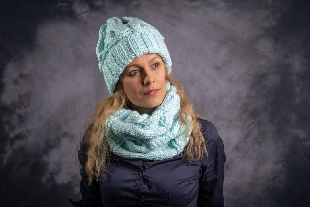 Knitted Set Hat Scarf Women's. Winter Soft Warm Wool Hat Scarf Set ...