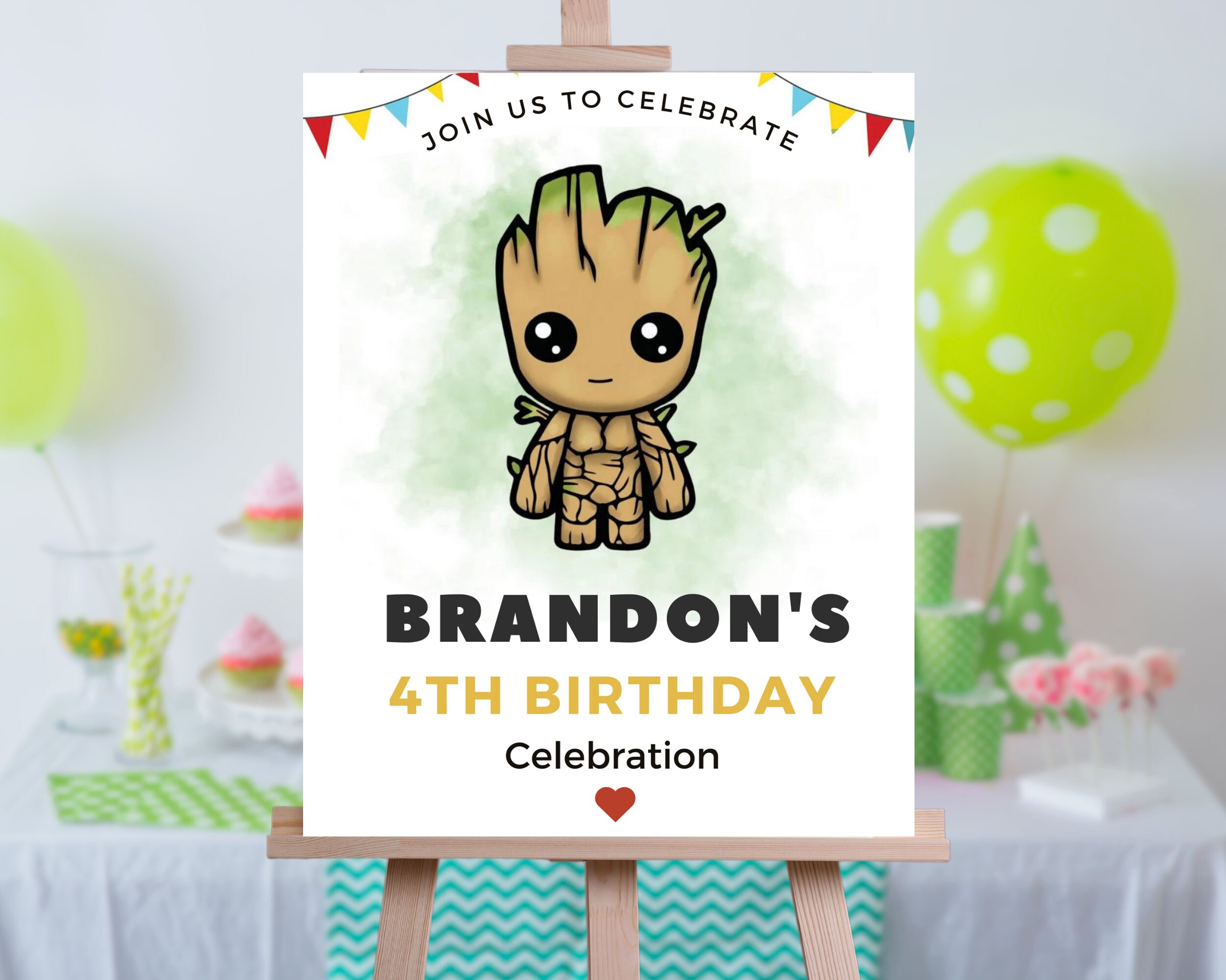 Grogu Welcome Birthday Card Instant Download Canva Template Grogu ...