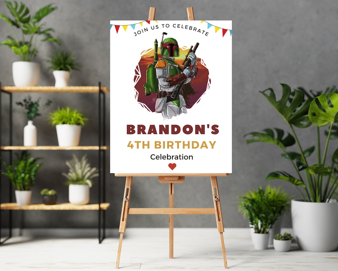Editable Boba Fett Welcome Sign Birthday Party Birthday Invitations ...