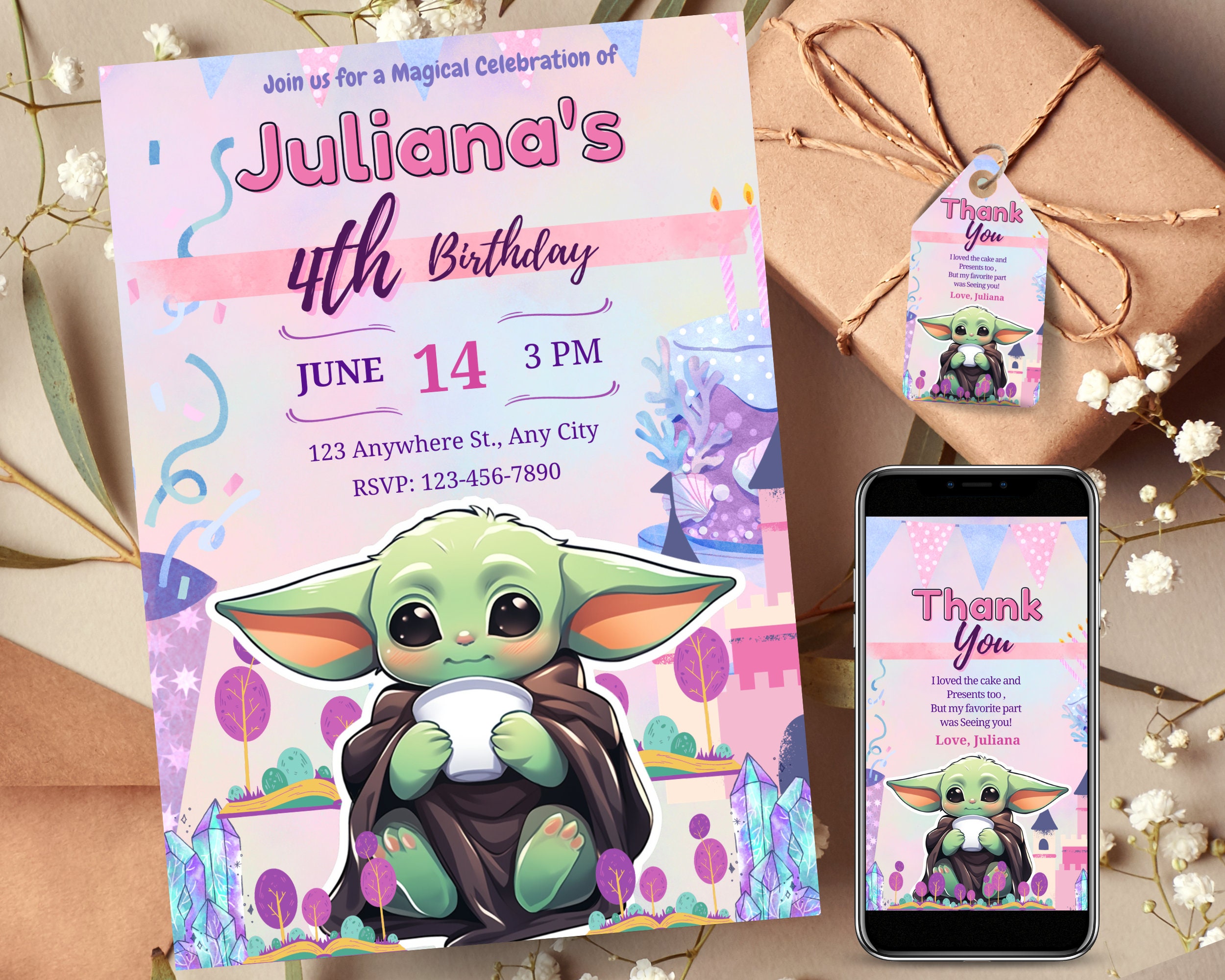 Grogu Party Invitation Starwars Baby Yoda Grogu Invitation - Etsy