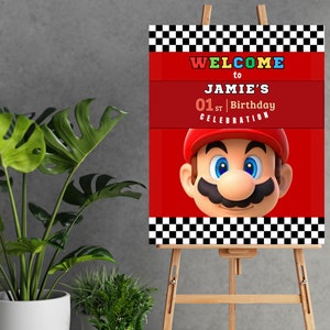 Super Mario Bros Welcome Birthday Card Instant Download Canva Template ...