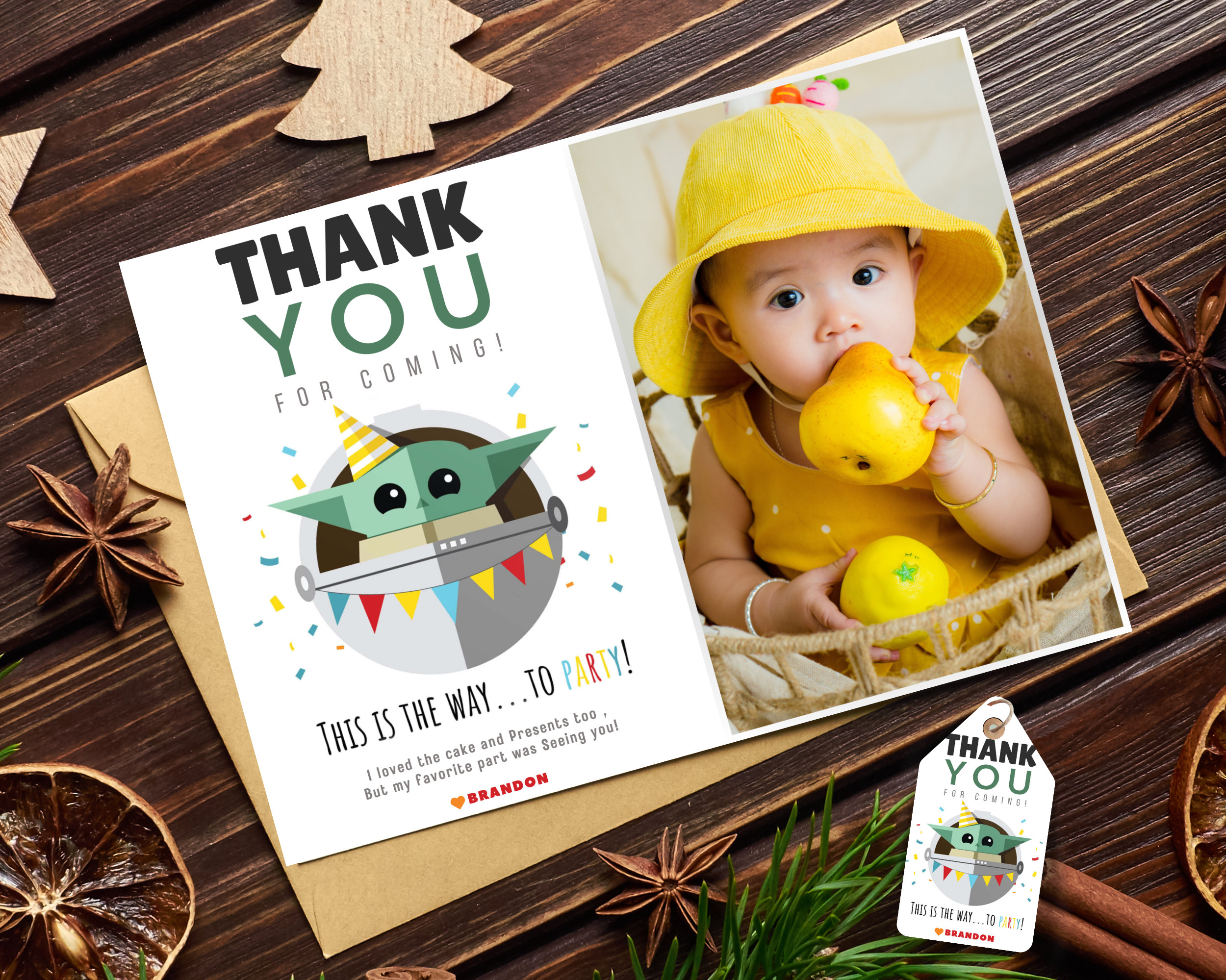 Grogu Photo Thank You Card Instant Download Grogu Thank You Cards Photo ...