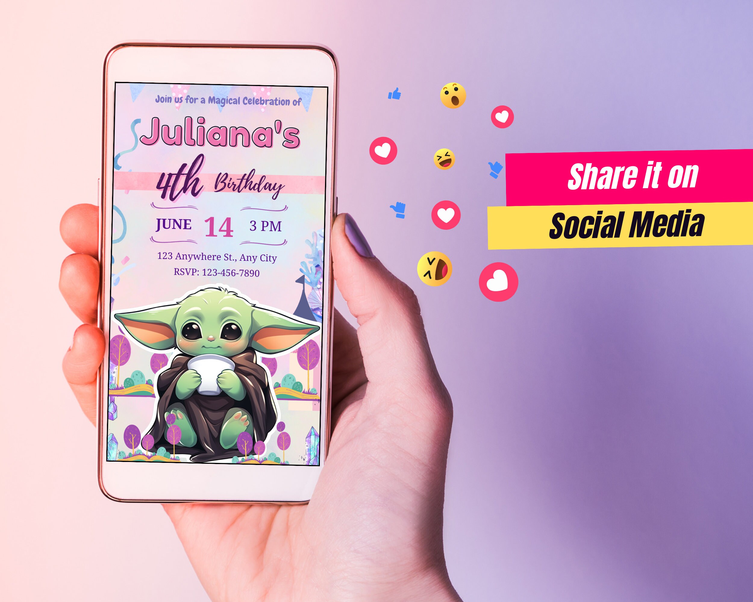 Grogu Party Invitation Starwars Baby Yoda Grogu Invitation - Etsy