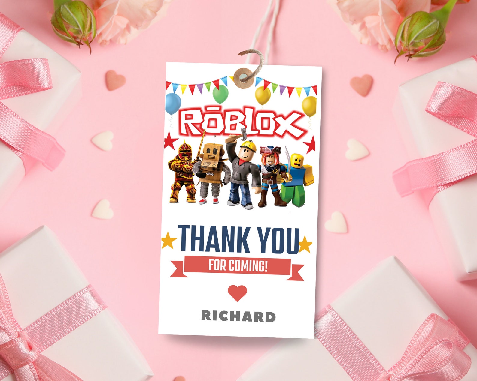 Roblox Birthday Tag Printable Roblox Thank You Tag Template Printed ...