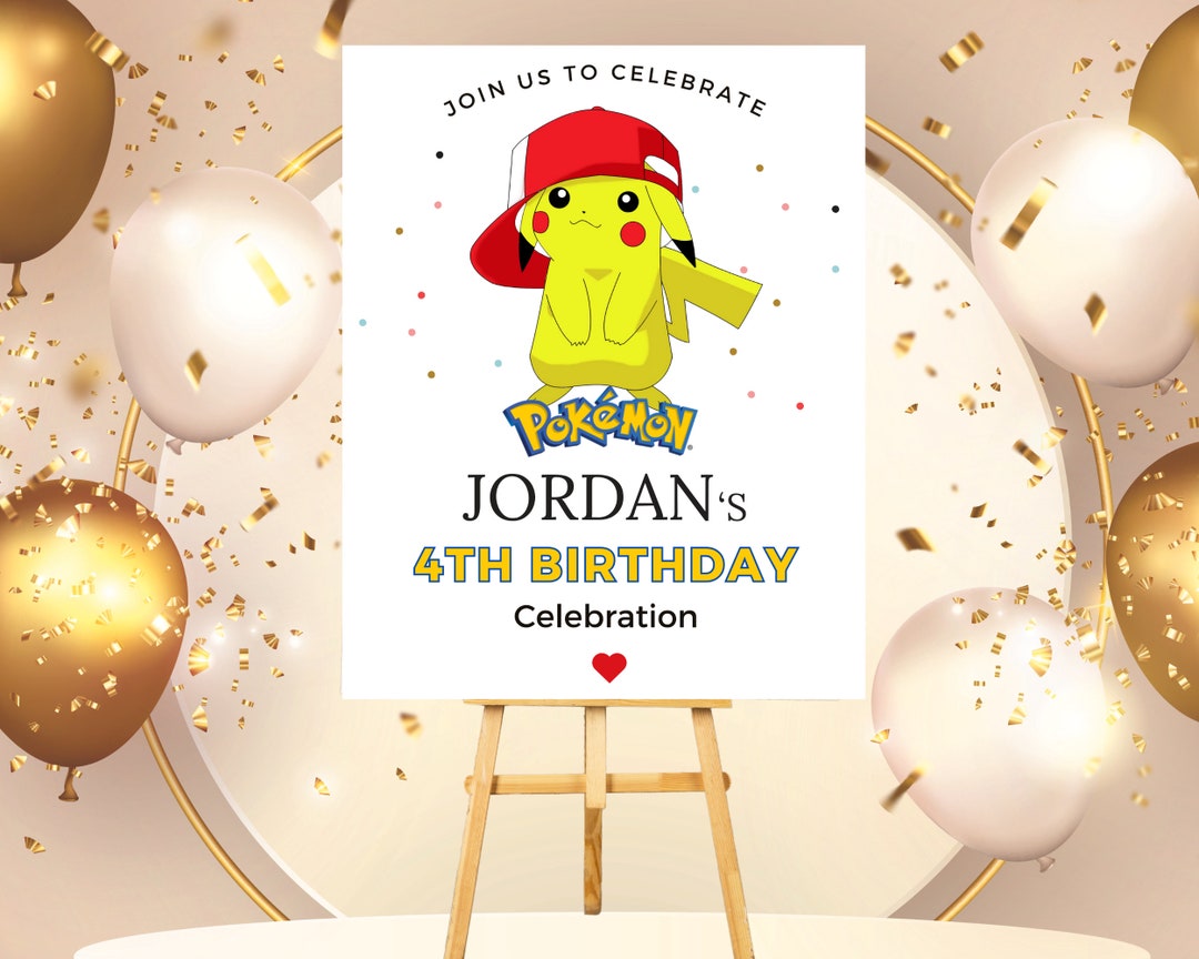 Pikachu Welcome Birthday Card Instant Download Canva Template Pikachu ...