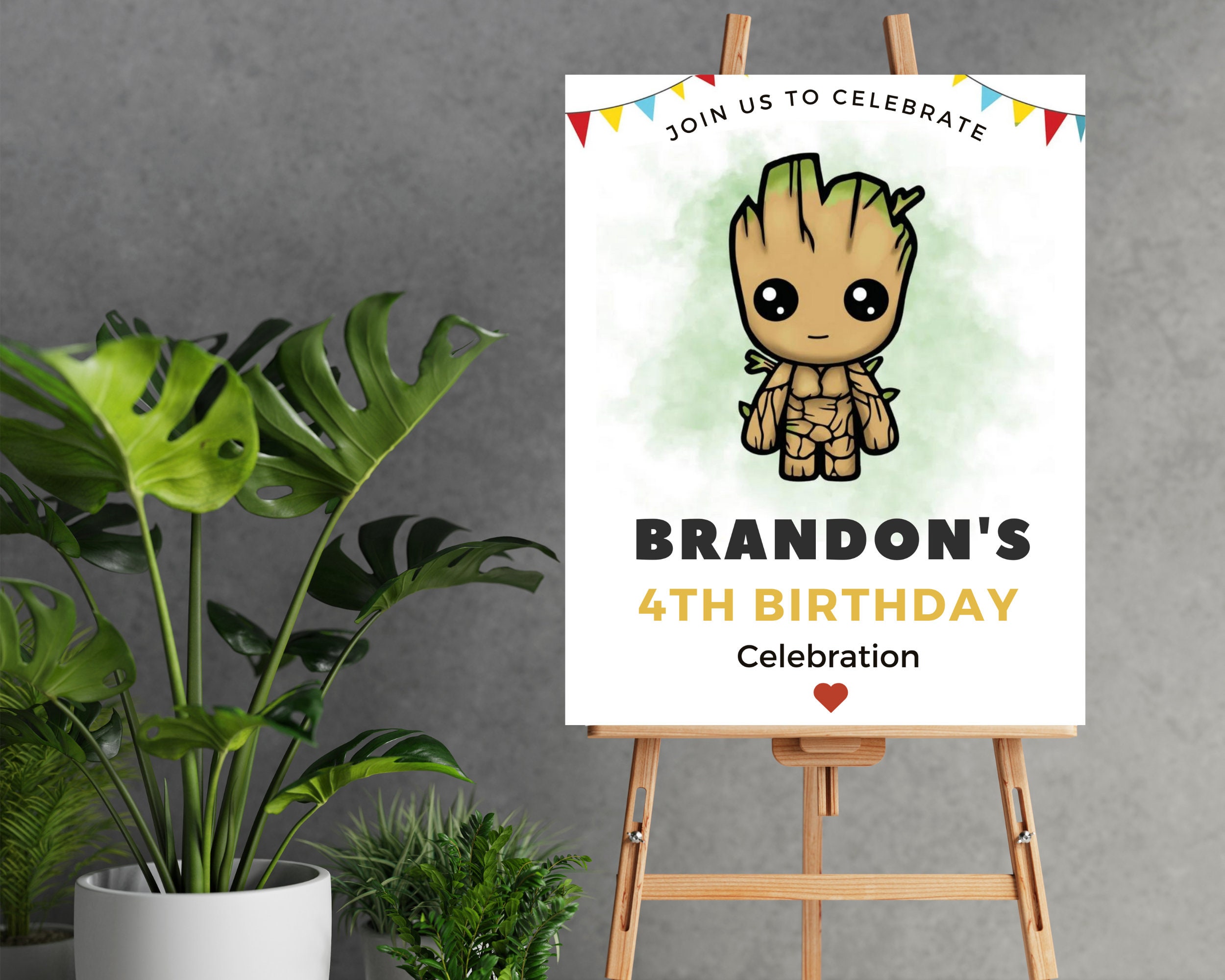 Grogu Welcome Birthday Card Instant Download Canva Template Grogu ...