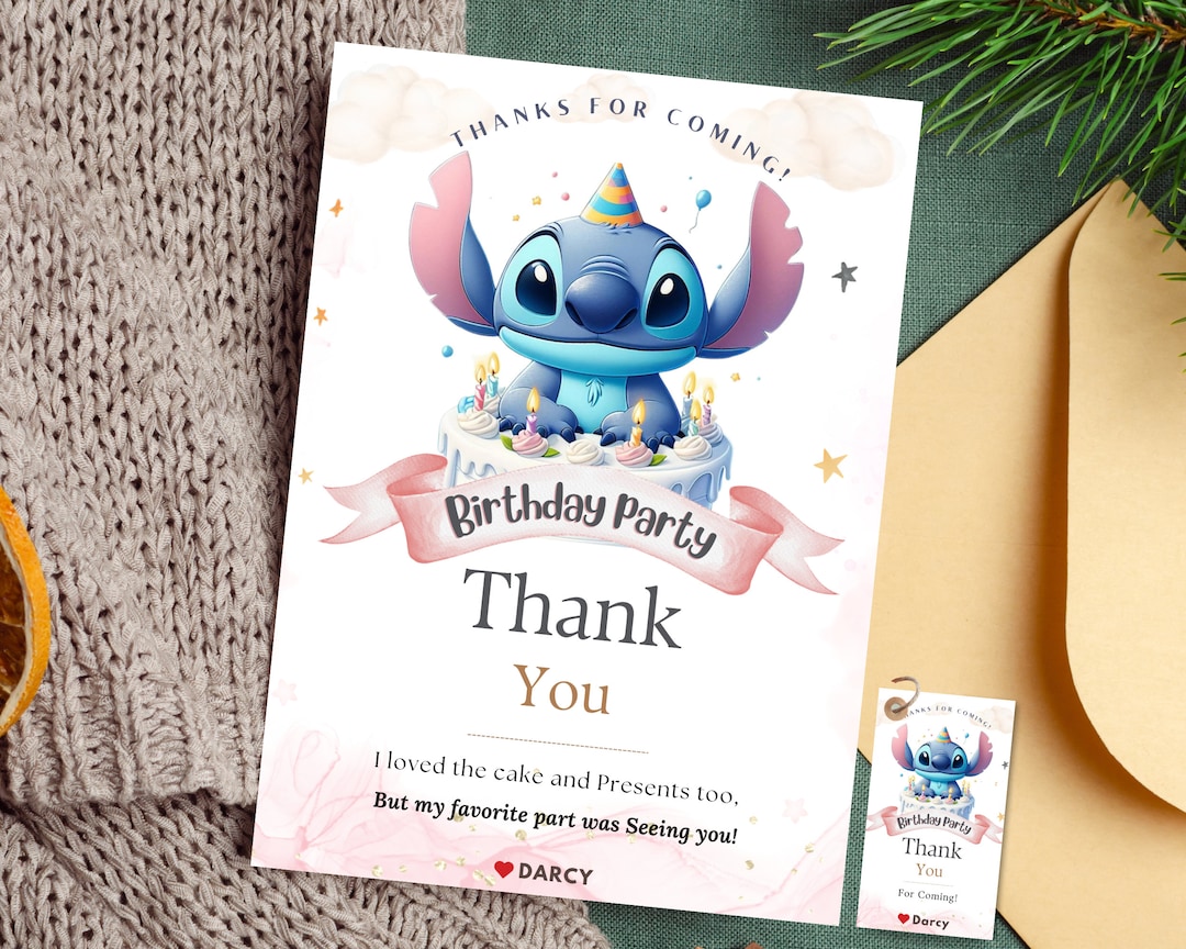Stitch Thank You Notes Lilo And Stitch Thank You Cards Lilo And Stitch Themed Thanks Stitch