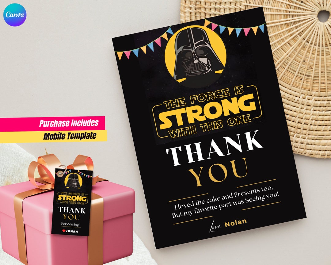 Darth Vader Thank You Cards Star Wars Inspired Gratitude Notes Darth ...