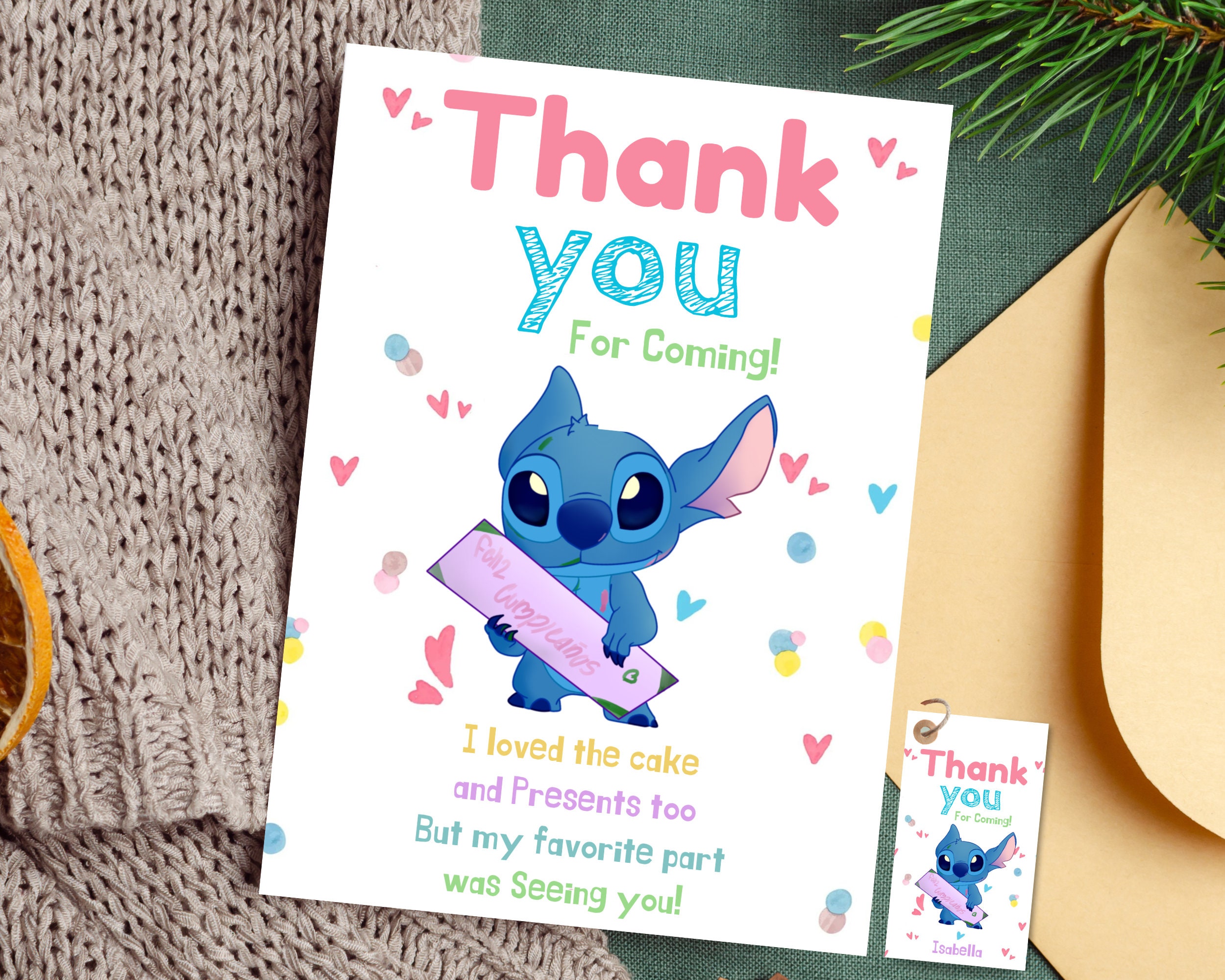 Editable Stitch Thank You Party Cards Stitch Thank You Party Stickers ...