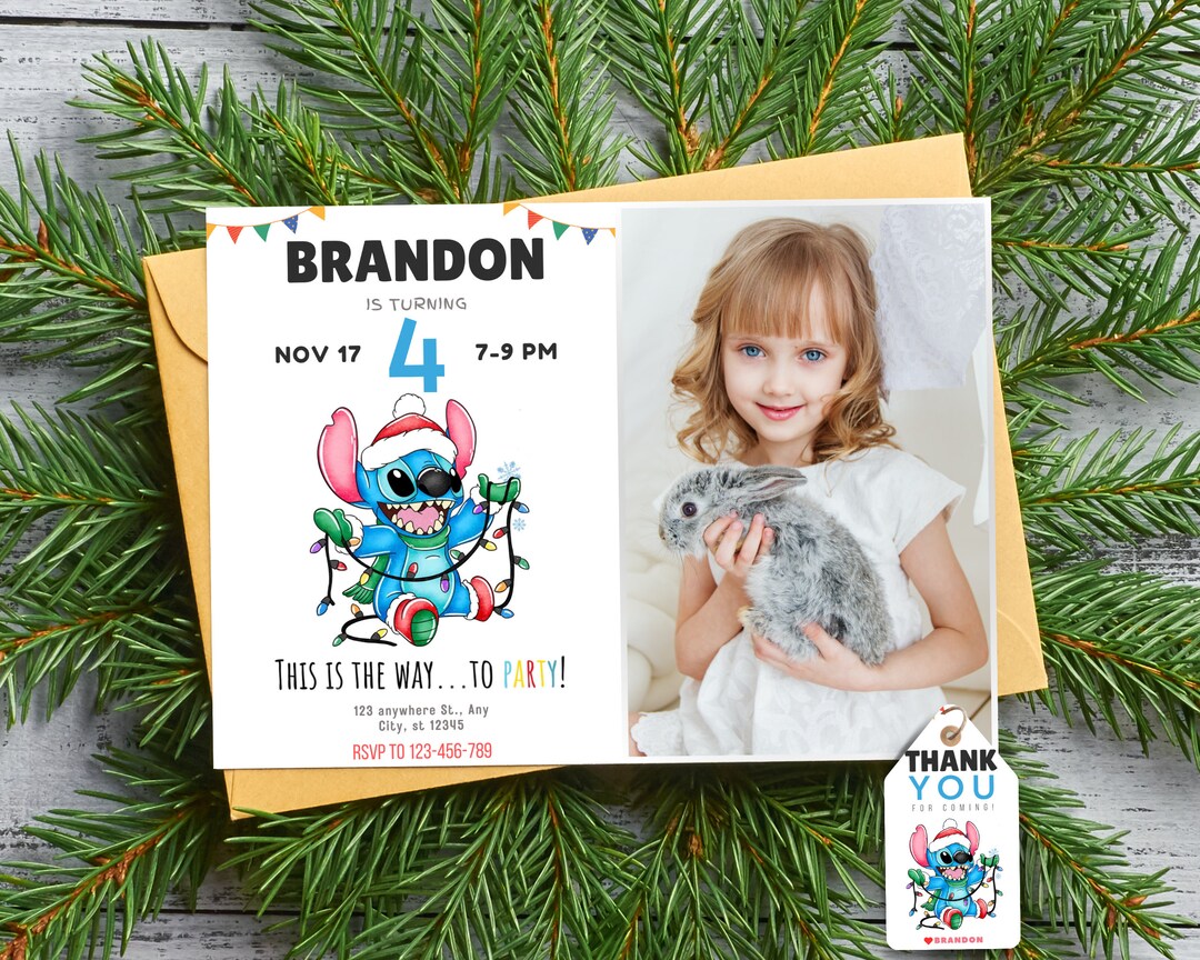 Stitch Invitation With Photo Stitch Birthday Photo Banner Stitch Photo ...