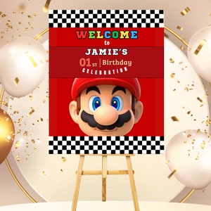 Super Mario Bros Welcome Birthday Card Instant Download Canva Template ...
