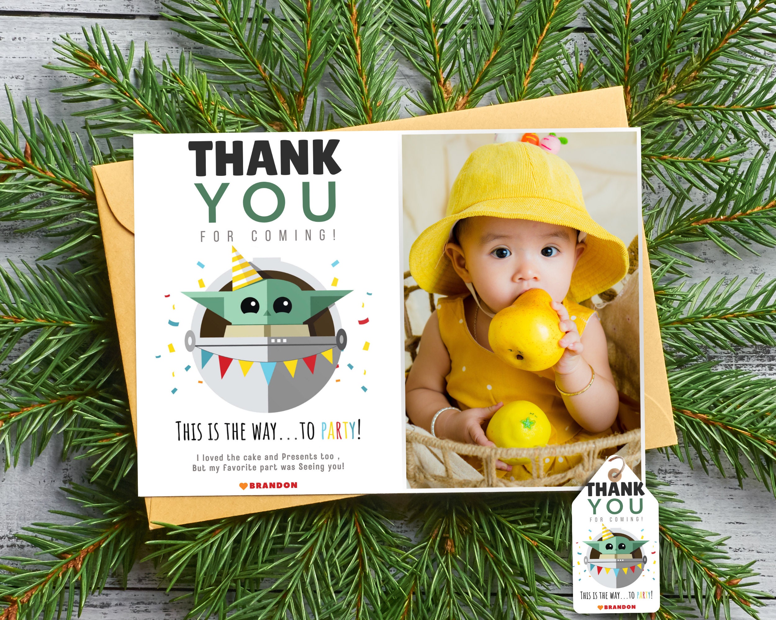 Grogu Photo Thank You Card Instant Download Grogu Thank You Cards Photo ...