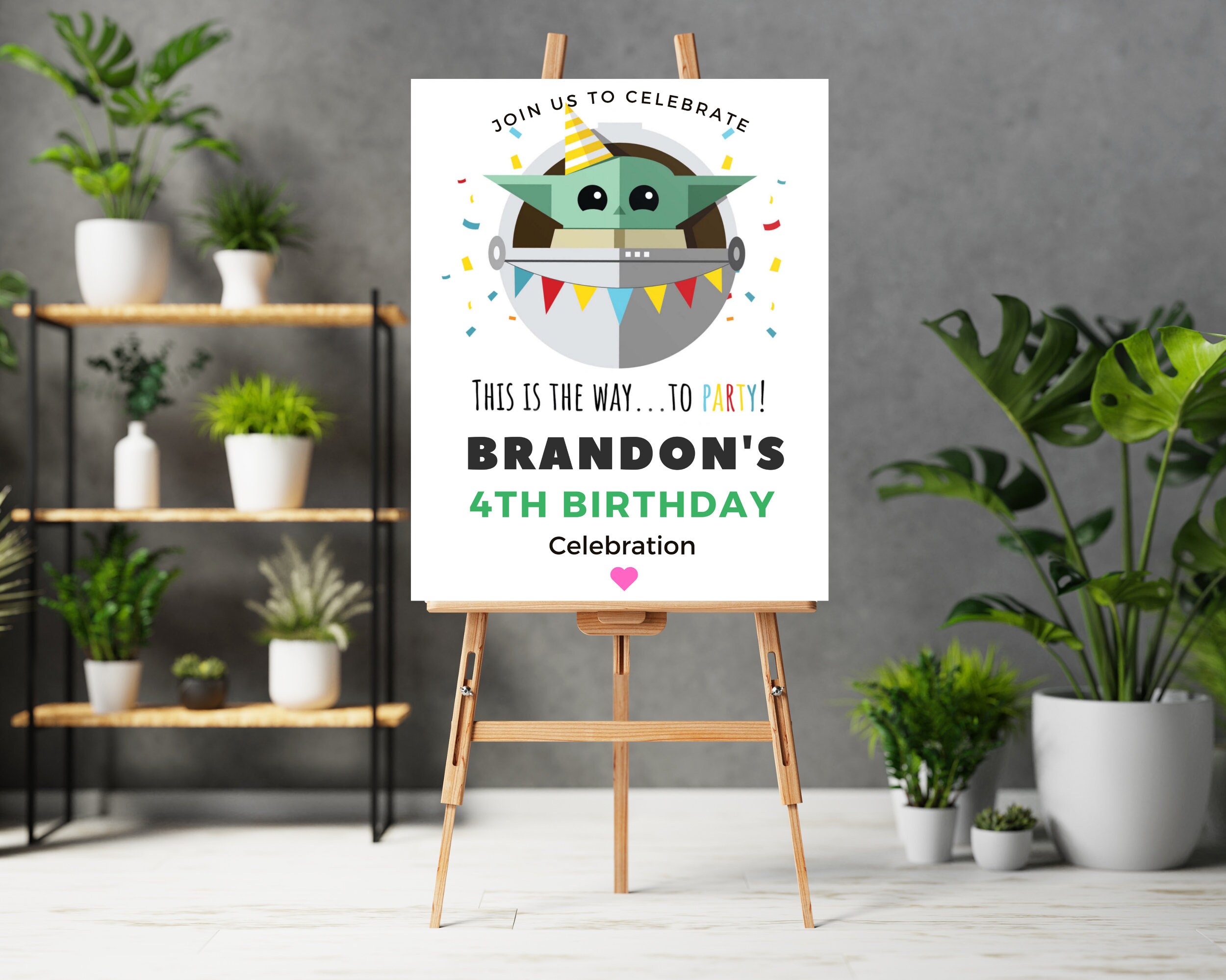 Grogu Welcome Birthday Card Instant Download Canva Template Grogu ...