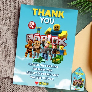 Roblox Thank You Cards Personalised Roblox Thankyou for Coming to My ...