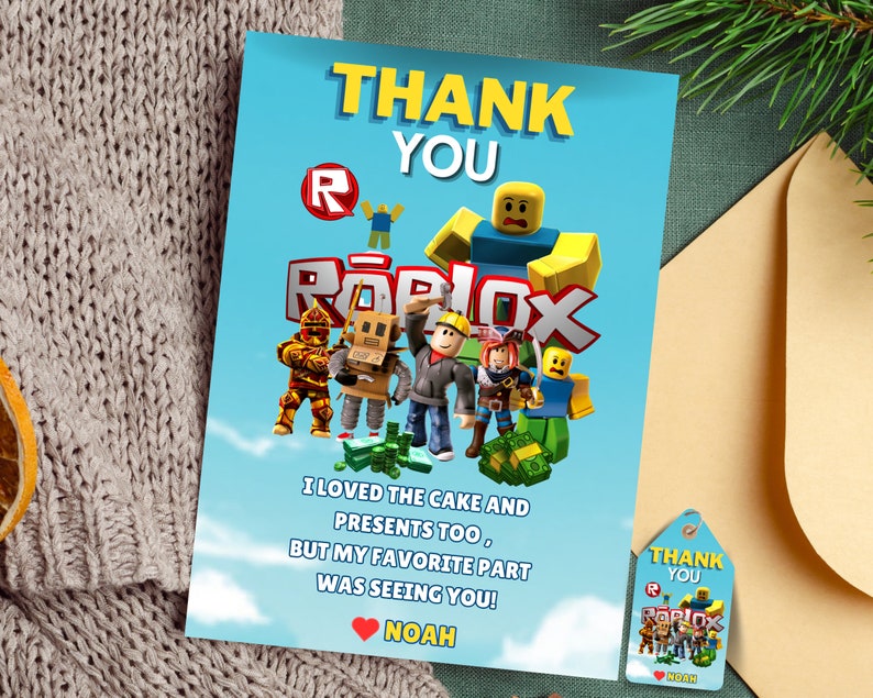 Roblox Thank You Cards Personalised Roblox Thankyou for Coming to My ...