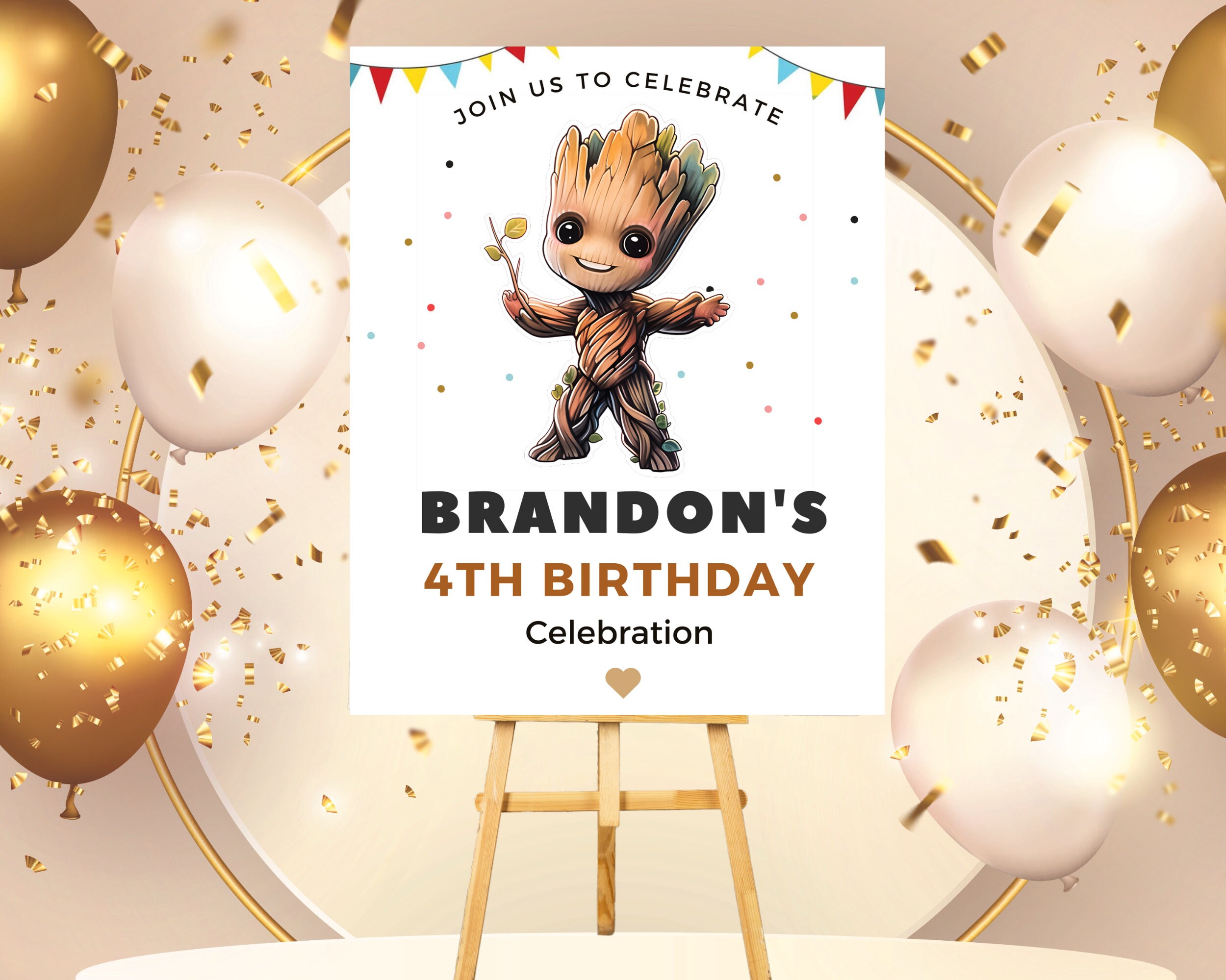 Groot Birthday Invitation Template, Printable Birthday Party Invitation ...