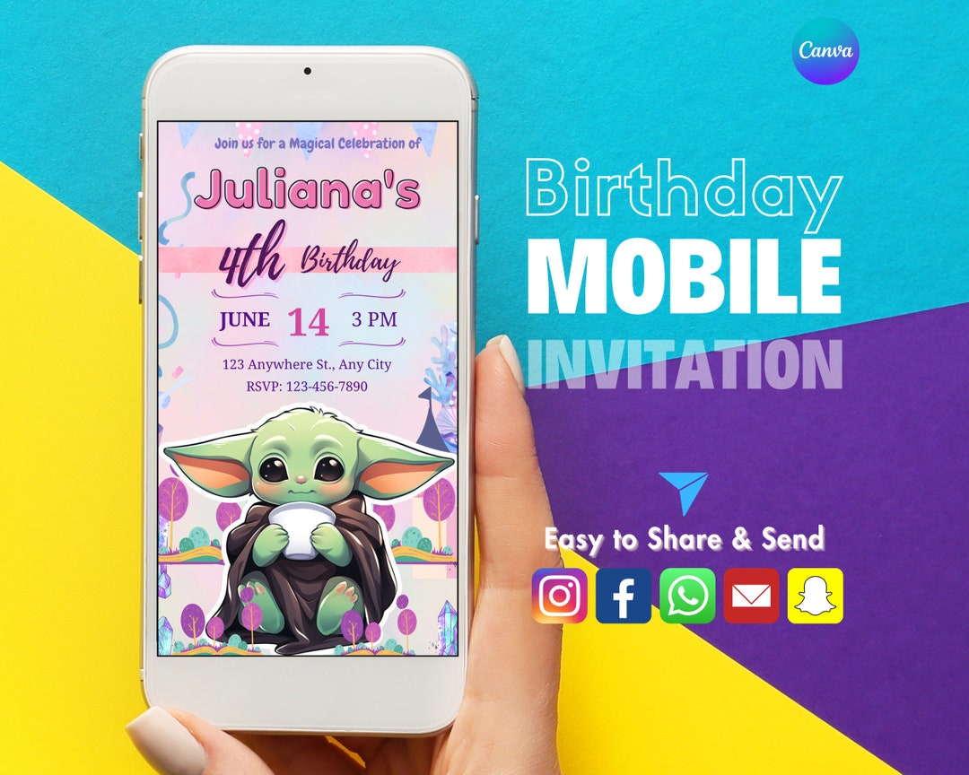 Grogu Party Invitation Starwars Baby Yoda Grogu Invitation - Etsy