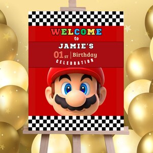 Super Mario Bros Welcome Birthday Card Instant Download Canva Template ...