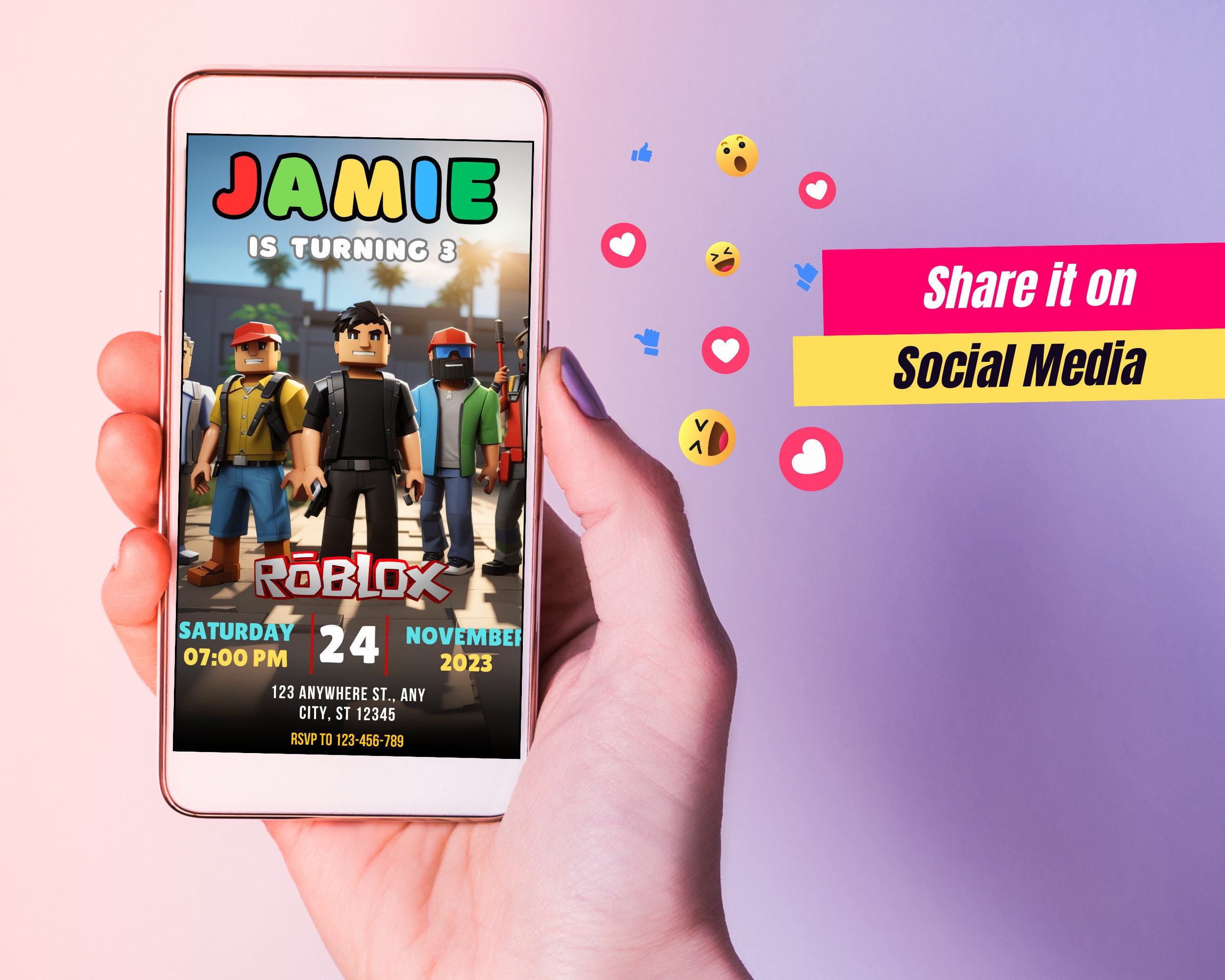 Roblox Birthday Invitation, Roblox Birthday Invite, Roblox Party ...