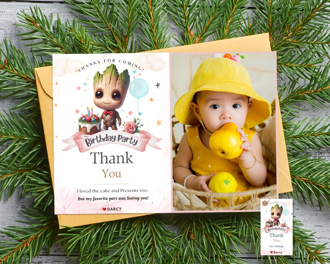 Groot Thank You Photo Print Personalized Baby Shower or Birthday Thank ...