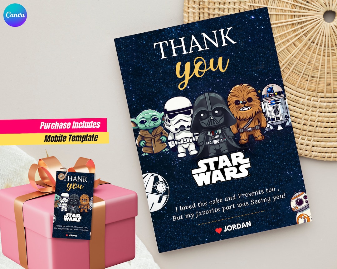 Star Wars Thank You Cards Galactic Appreciation Notes Star Wars ...