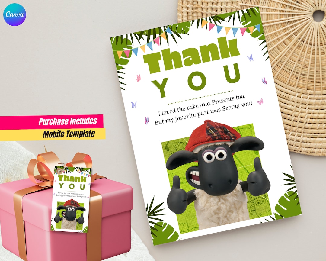 Handcrafted Shaun the Sheep Thank You Cards Personalised Sheeps ...