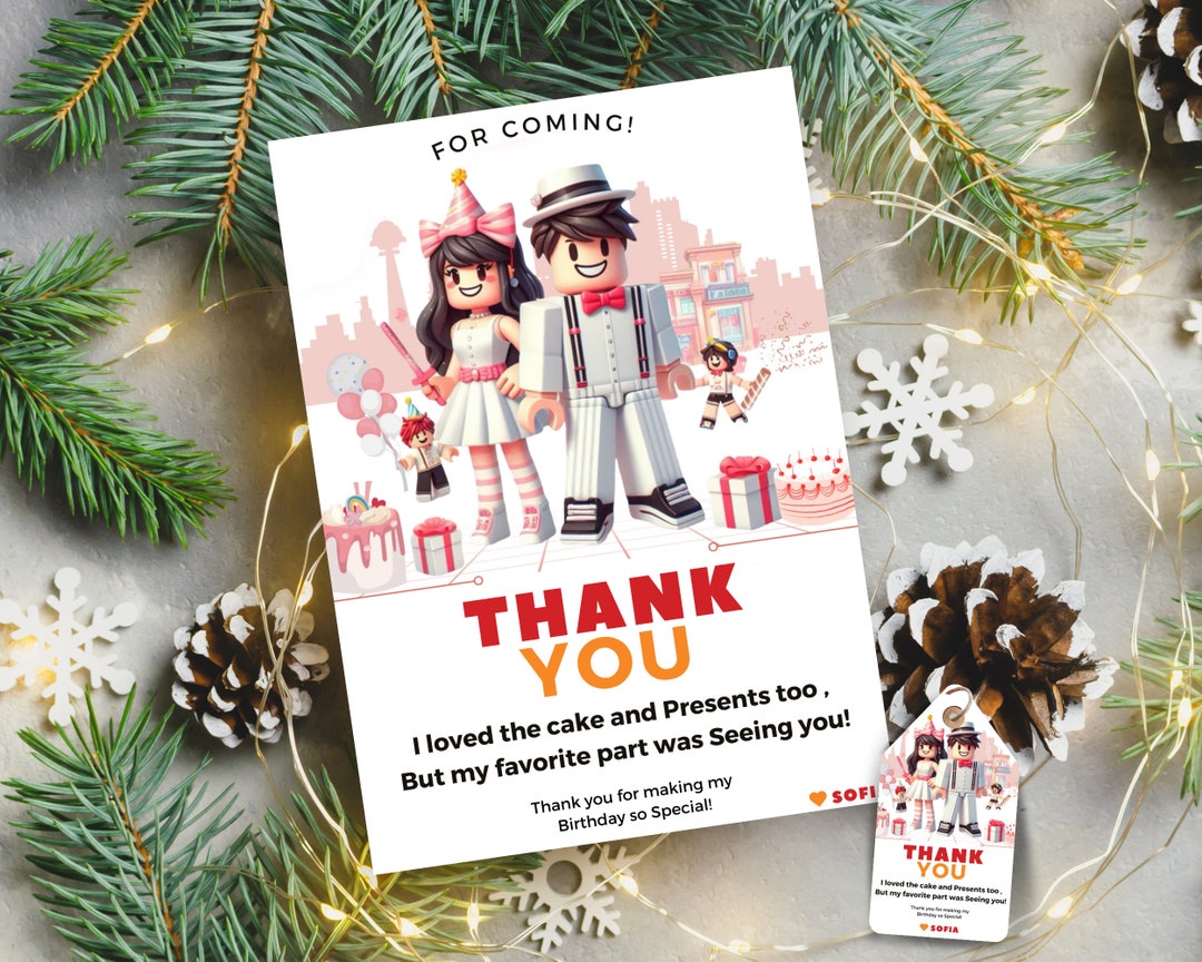 Roblox Thank You Cards Personalised Roblox Thankyou for Coming to My ...