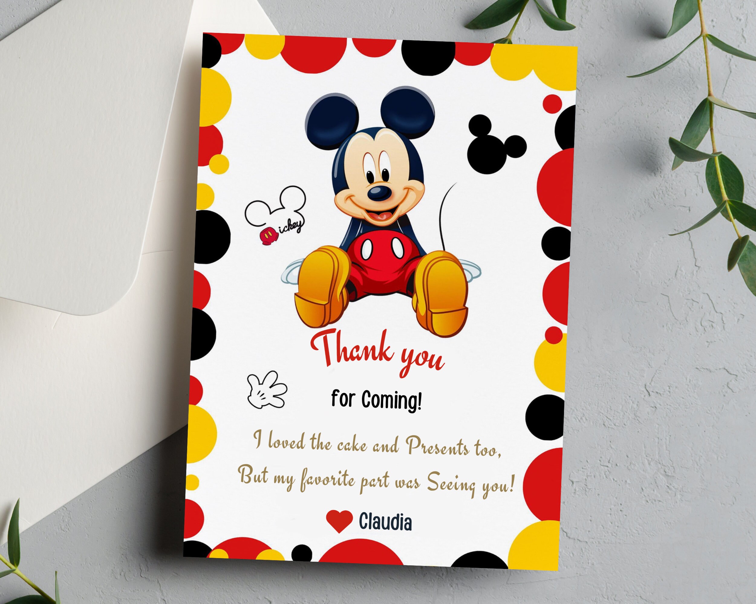 Mickey Birthday Tag Printable Mickey Thank You Tag Template Printed ...