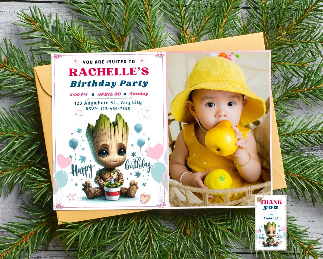 Groot Photo Birthday Card for Him Printed Groot Invitations With Photos ...