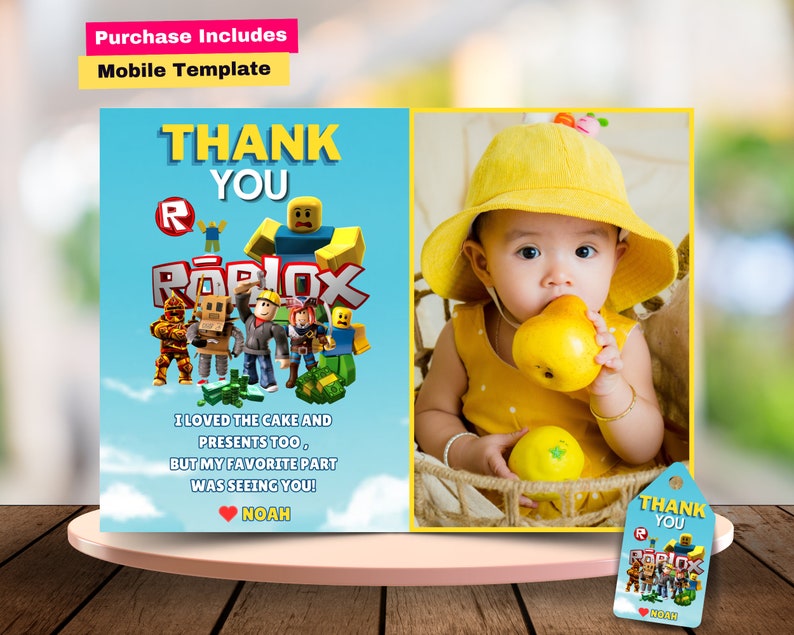 Roblox Thank You Cards Personalised Roblox Thankyou for Coming to My ...