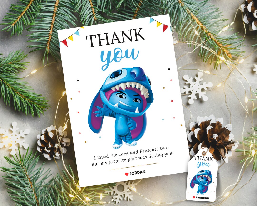 Editable Stitch Thank You Party Cards Stitch Thank You Party Stickers ...
