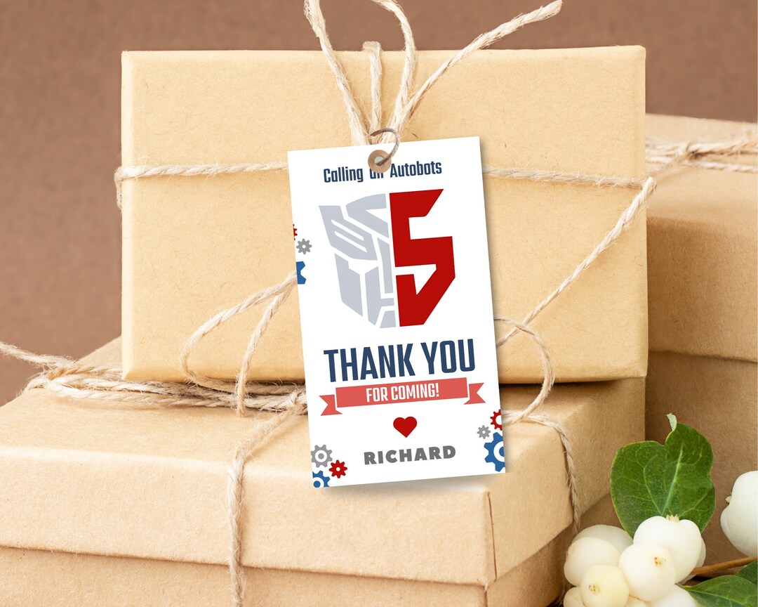 Transformers Birthday Tag Printable Transformers Thank You Tag Template ...