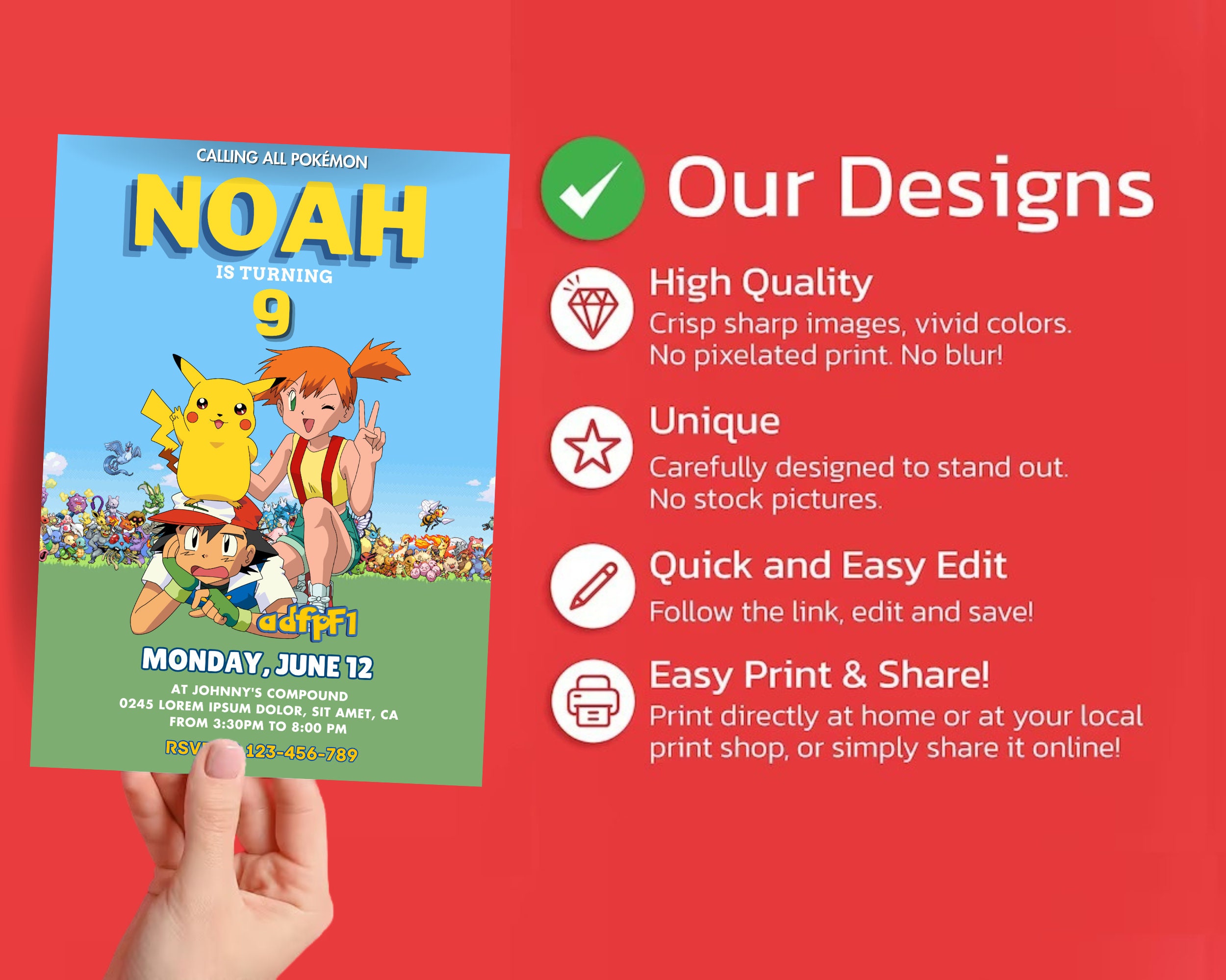 Editable Pikachu Birthday Invitation Digital Pikachu Evite Editable in ...