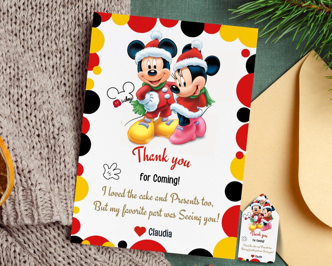 Mickey Thank You Cards Personalised Mickey Mouse Thankyou for Coming to ...
