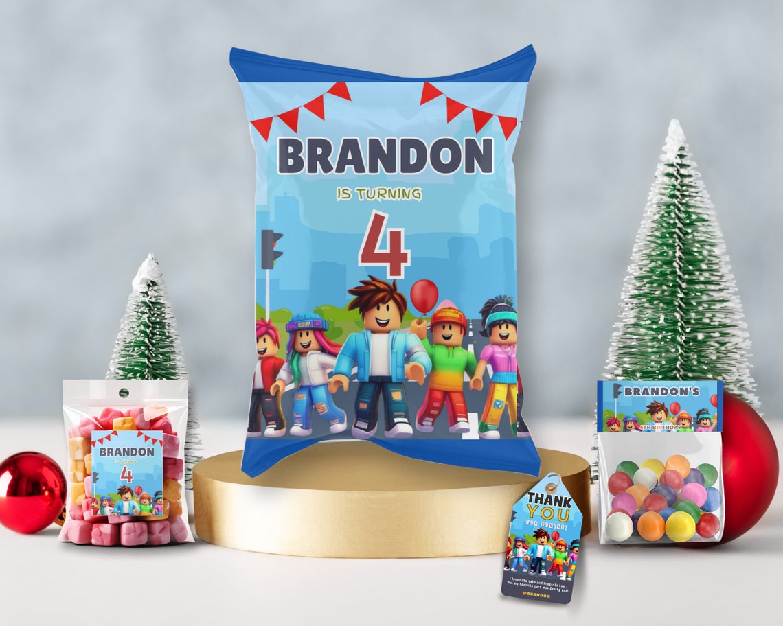 Roblox Chip Bags Label Roblox Kids Birthday Chip Bag, Editable Roblox ...