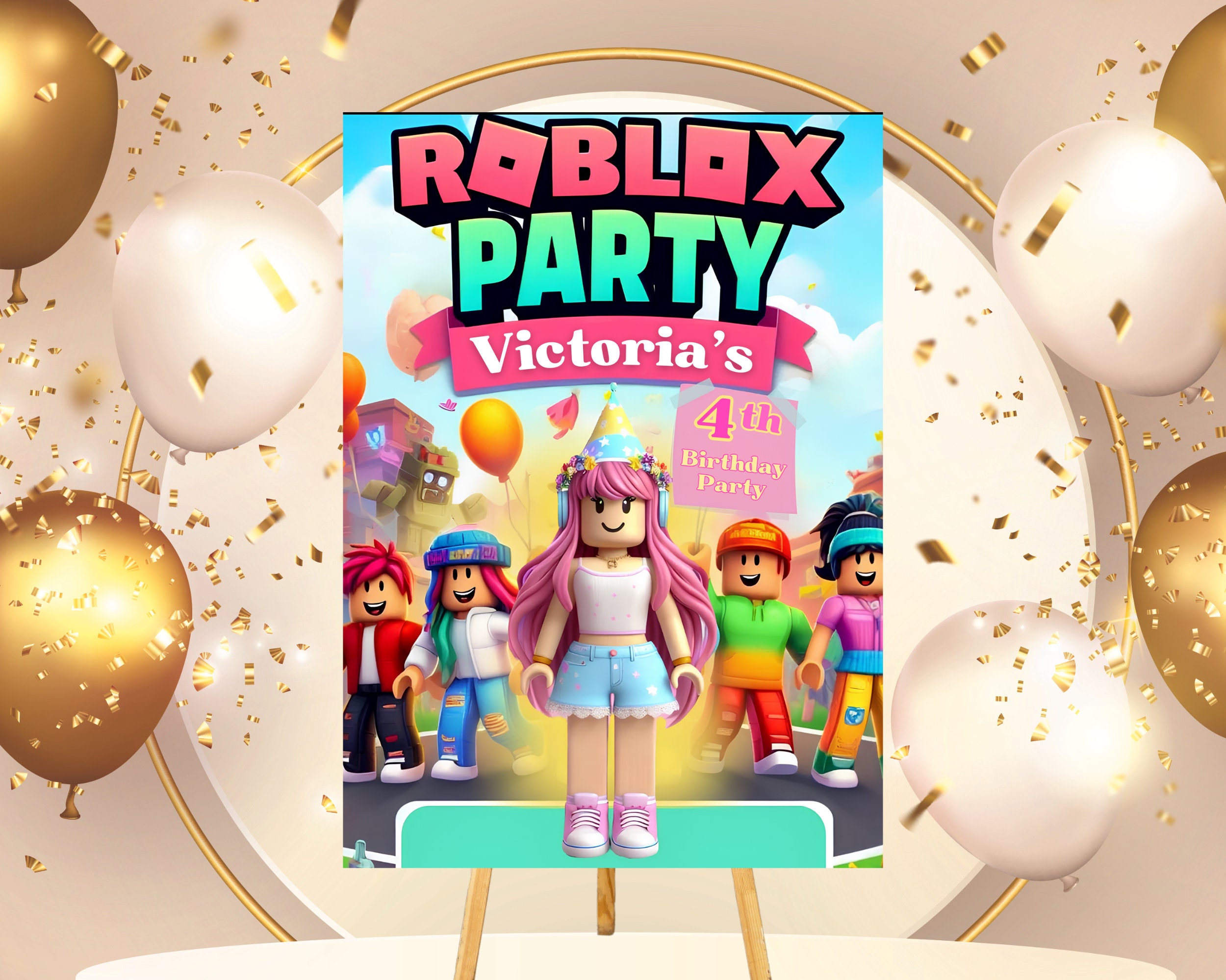 Roblox Girl Thank You Cards Printable & Customizable Gamer Gratitude ...