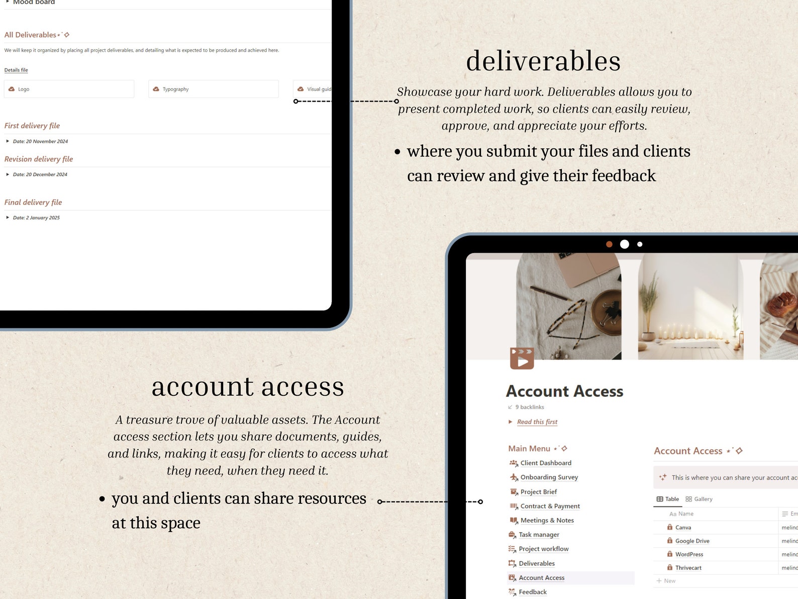 Client Dashboard Notion Template, Notion Client Portal Notion Template, Creative Client ...