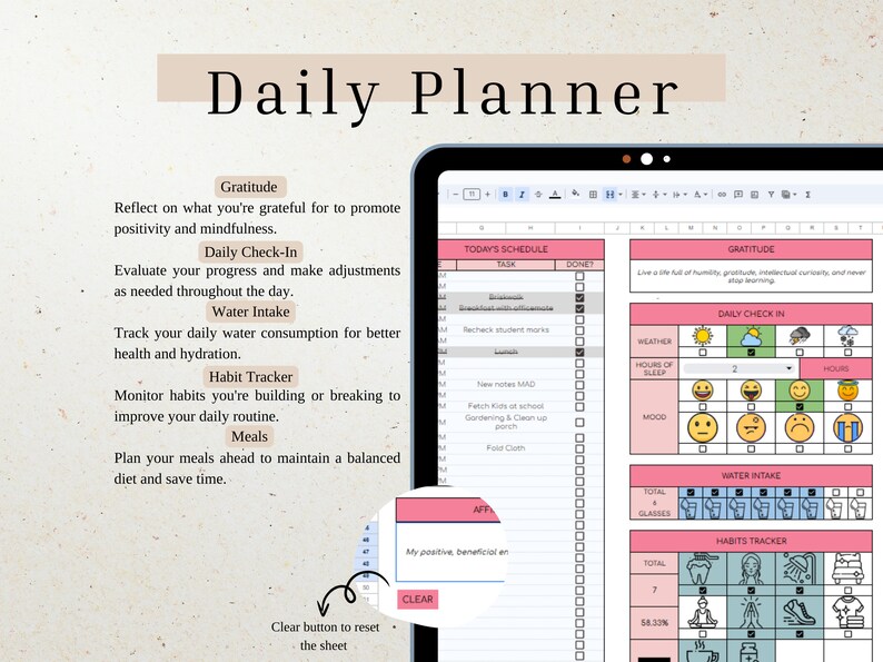 Daily Weekly Schedule Spreadsheet Planner Google Sheets Template Daily ...
