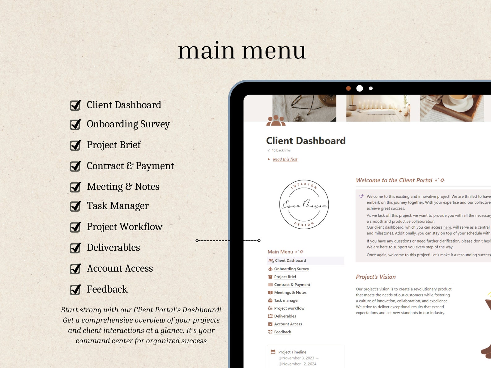 Client Dashboard Notion Template, Notion Client Portal Notion Template, Creative Client ...