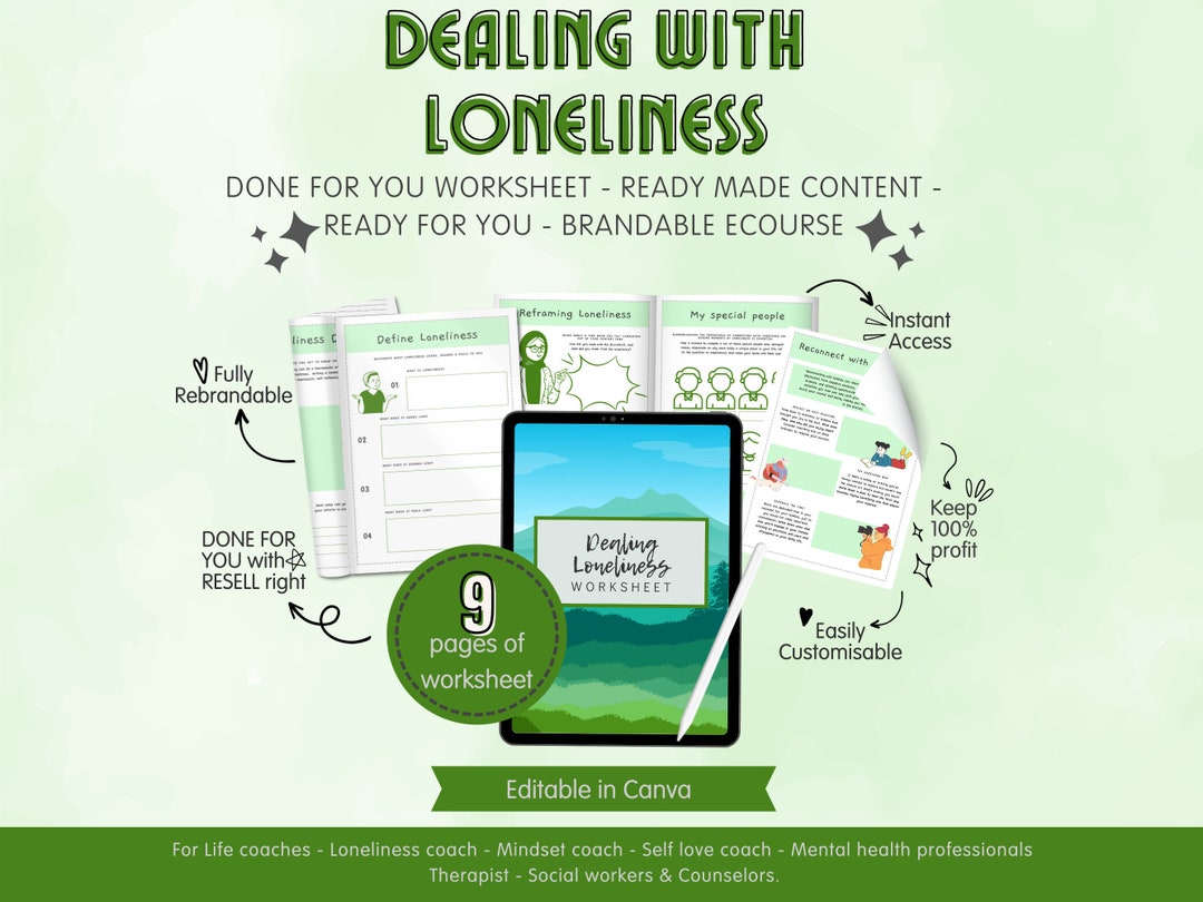 Dealing With Loneliness Done for You Worksheet PLR Guide for Emotion ...
